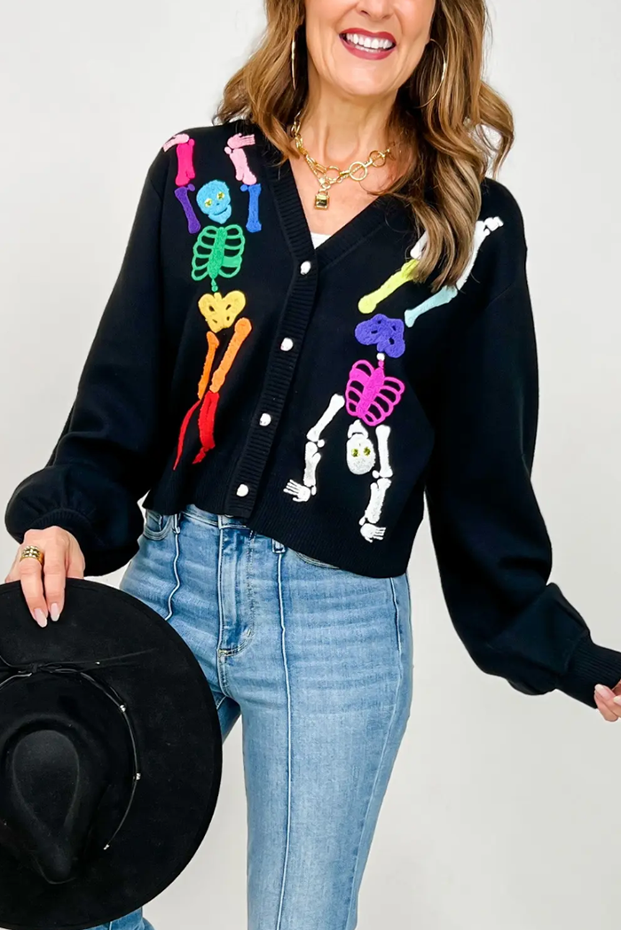 Rainbow Skeleton Button Up Cardigan – miniesboutique